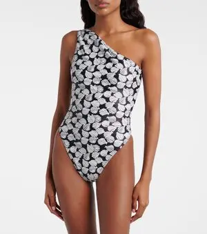 SAME Printed One-shoulder Swimsuit - Black