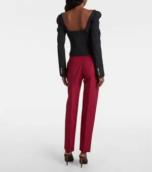 Alexander McQueen Cropped Slim Wool And Mohair Pants