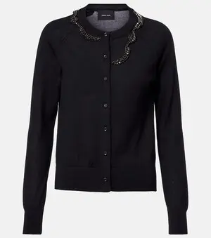Simone Rocha Embellished Wool And Silk Cardigan - Black