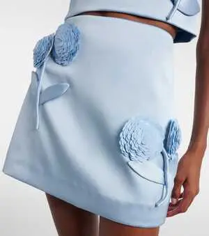 SELF-PORTRAIT Floral-appliqué Mini Skirt