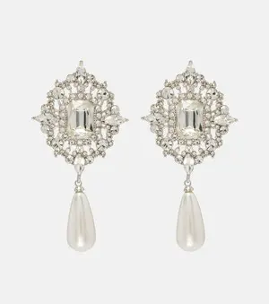 SELF-PORTRAIT Embellished Drop Earrings - Silver