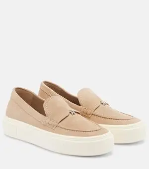 Hogan Crosswind Suede Loafers - Beige