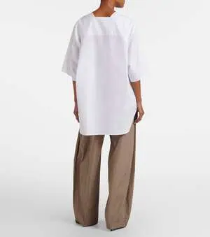 THE ROW Iven Cotton Poplin Wide-leg Pants - Green