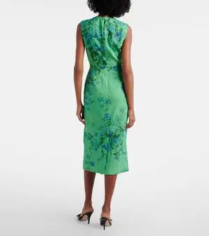 Erdem Floral Linen Midi Dress - Green