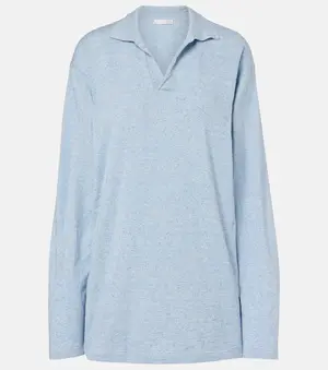 THE ROW Niosa Cotton And Linen Polo Sweater - Blue