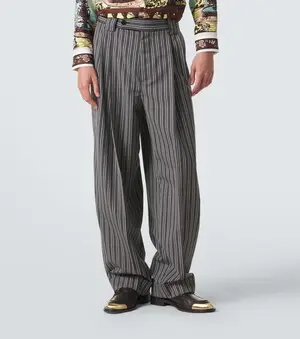Versace Striped Virgin Wool Straight Pants