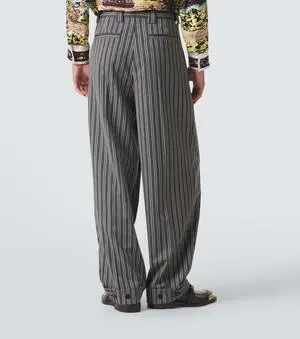 Versace Striped Virgin Wool Straight Pants