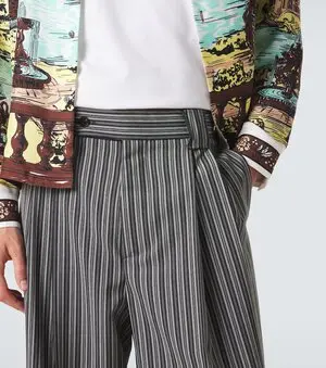 Versace Striped Virgin Wool Straight Pants