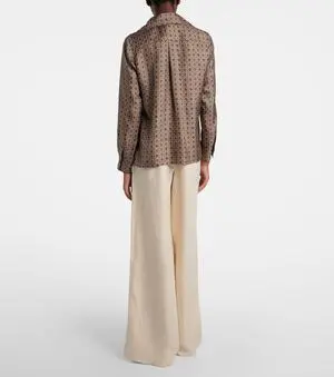 Max Mara Oro Linen And Silk Wide-leg Pants - Beige