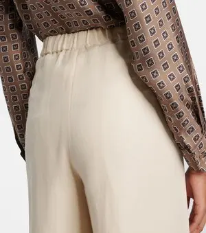 Max Mara Oro Linen And Silk Wide-leg Pants - Beige