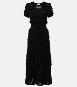 Max Mara Grazia Fringed Midi Dress - Black