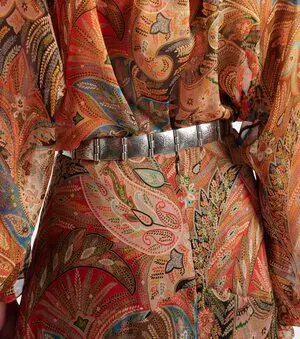 Etro Leather-trimmed Belt - Silver