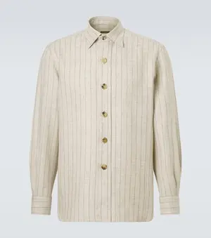 Rubinacci Striped Linen And Wool Shirt - Beige