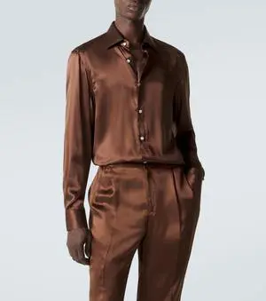 Rubinacci Silk Satin Shirt - Brown
