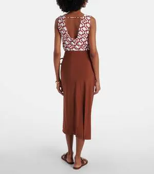 Max Mara Afoso Gathered Jersey Wrap Skirt - Brown