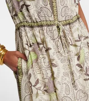 Tory Burch Printed Silk And Cotton Midi Dress - Green