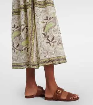 Tory Burch Printed Silk And Cotton Midi Dress - Green