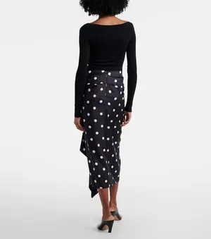 Sportmax Polka-dot Silk Satin Wrap Skirt - Black