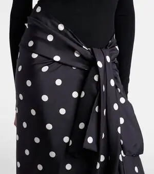 Sportmax Polka-dot Silk Satin Wrap Skirt - Black