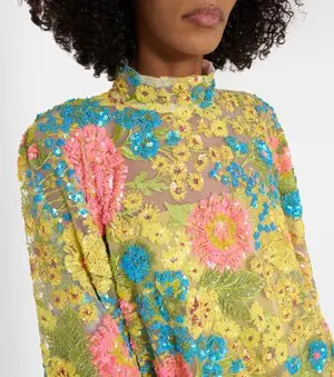 TALLER MARMO Graham Floral Sequined Kaftan - Multicoloured