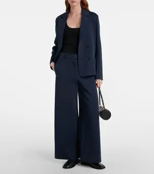 Max Mara Aerovia Cotton-blend Wide-leg Pants - Blue