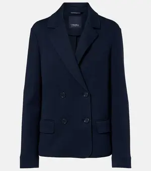 Max Mara Badia Double-breasted Cotton-blend Blazer - Blue