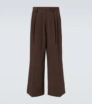 ERL Pleated Wide-leg Pants - Brown