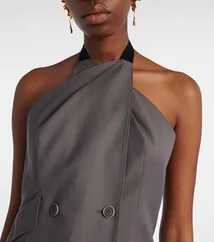 Max Mara Cali Halterneck Virgin Wool Vest - Grey