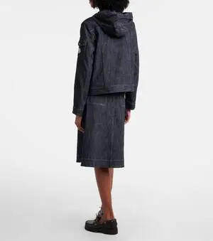 Moncler Belted Denim Midi Skirt - Blue