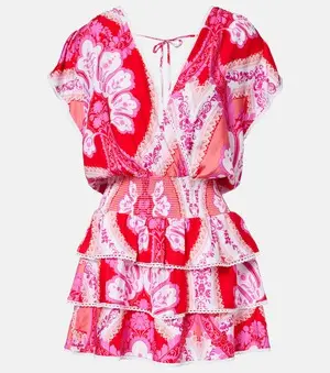Melissa Odabash Jess Printed Tiered Minidress - Multicoloured