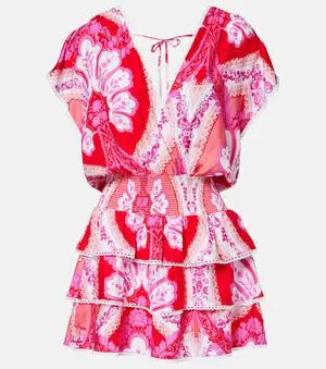 Melissa Odabash Jess Printed Tiered Minidress - Multicoloured