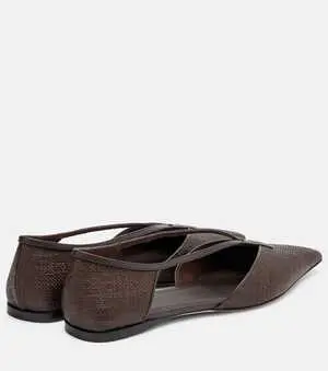 Max Mara Volpino Woven Ballet Flats - Brown
