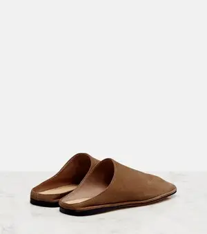 THE ROW Piper Suede Slides - Beige