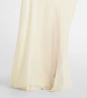 Roland Mouret Feather-trimmed Caped Silk Chiffon Gown