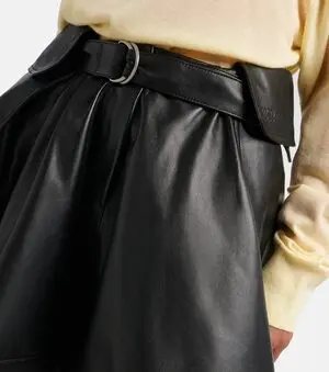 Loewe Belted Leather Miniskirt - Black