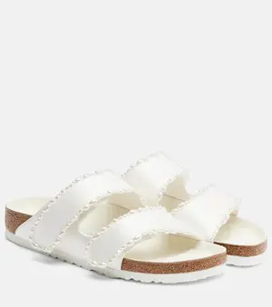 BIRKENSTOCK Arizona Embellished Satin Sandals - White