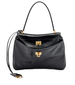 Balenciaga Rodeo Small Croc-effect Leather Tote Bag - Black