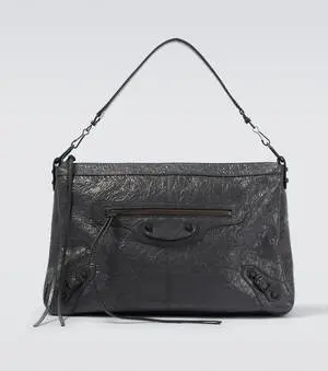 Balenciaga Le City Moto Medium Leather Shoulder Bag - Grey