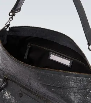Balenciaga Le City Moto Medium Leather Shoulder Bag - Grey