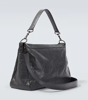 Balenciaga Le City Moto Medium Leather Shoulder Bag - Grey