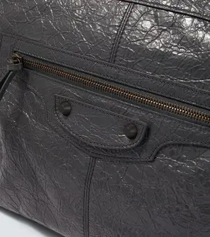 Balenciaga Le City Moto Medium Leather Shoulder Bag - Grey