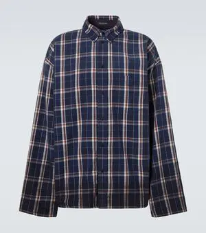 Balenciaga Reversible Flannel And Fleece Shirt - Blue