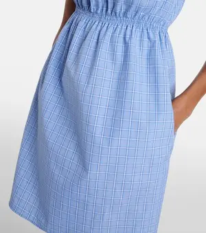 Miu Miu Checked Cotton Poplin Minidress - Blue