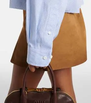 Miu Miu Pinstripe Cropped Cotton Poplin Shirt - Blue