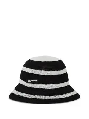 Karl Lagerfeld Striped Knitted Bucket Hat - Black