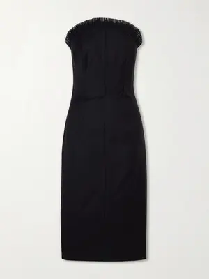 Alexander McQueen Strapless Ruffled Tulle-trimmed Wool Dress - Black