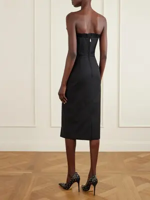 Alexander McQueen Strapless Ruffled Tulle-trimmed Wool Dress