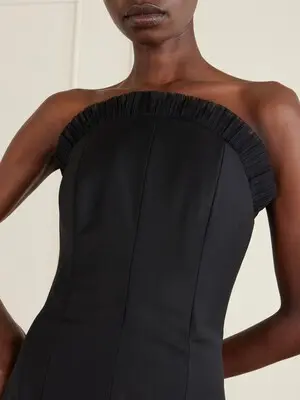 Alexander McQueen Strapless Ruffled Tulle-trimmed Wool Dress