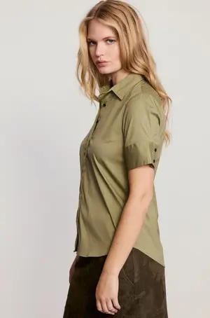 The Shirt By Rochelle Behrens Short Sleeve Shirt - Olive