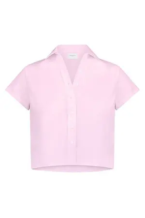 The Shirt By Rochelle Behrens Boxy Cropped Short Sleeve Shirt